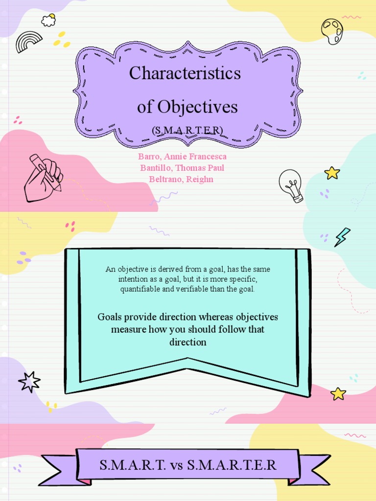 Characteristics of S.M.A.R.T.E.R Objectives | PDF | Goal | Behavioural ...