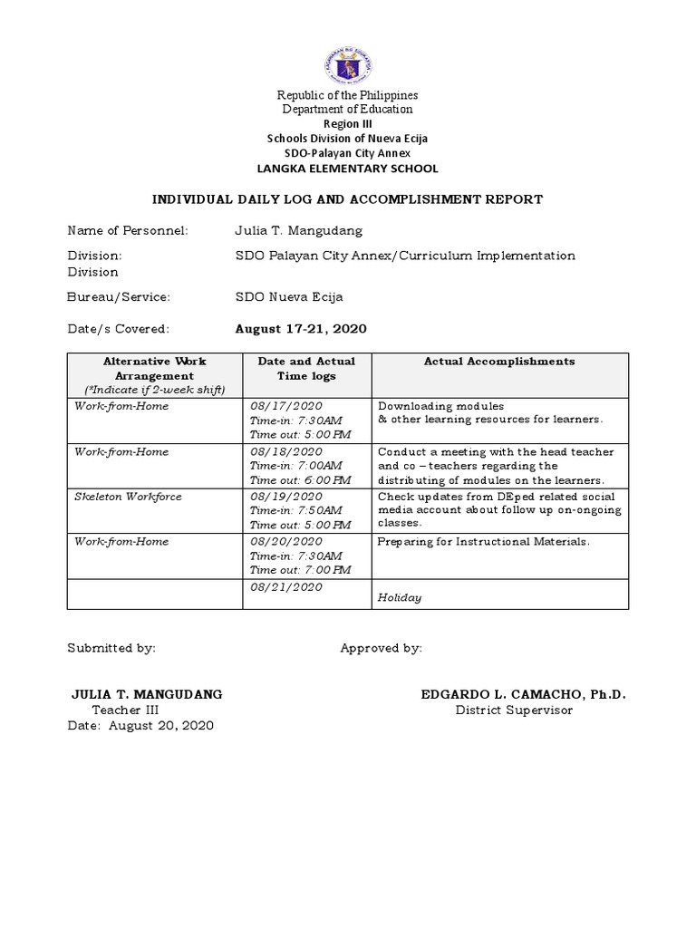 Accomplishment Report 2020 | PDF