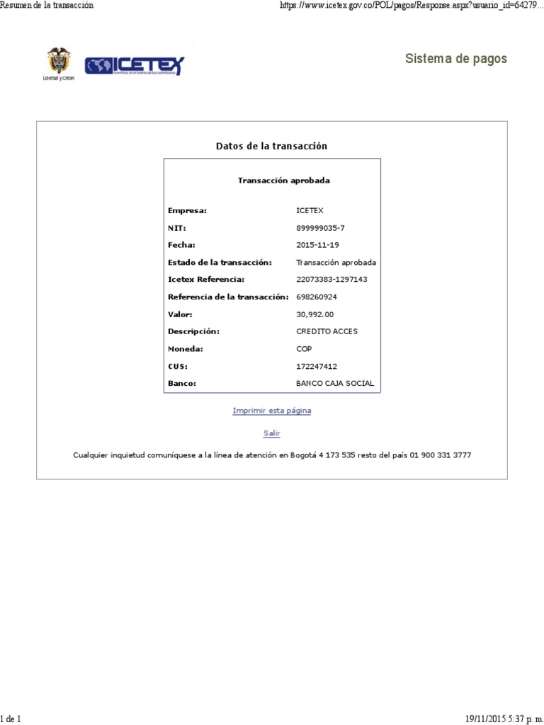 Pago Icetex Noviembre | PDF