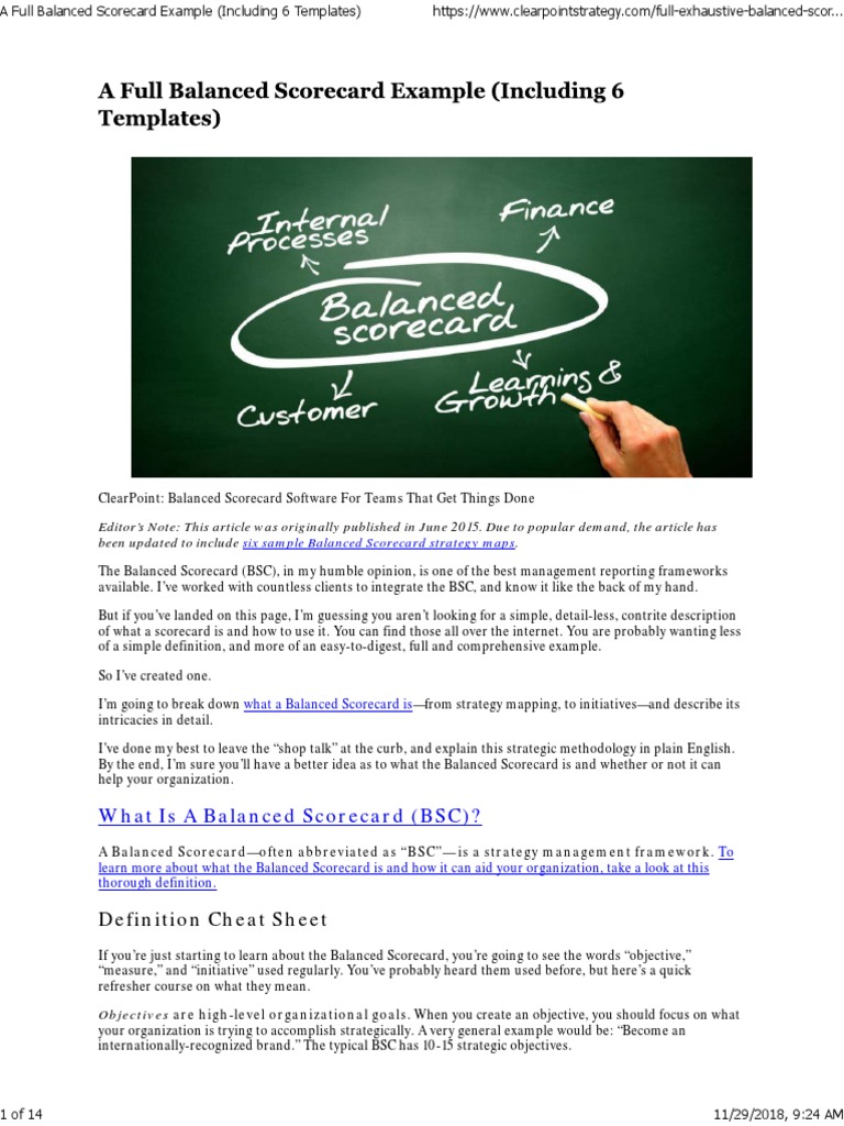What Is A Balanced Scorecard (BSC) ?: Definition Cheat Sheet | PDF ...