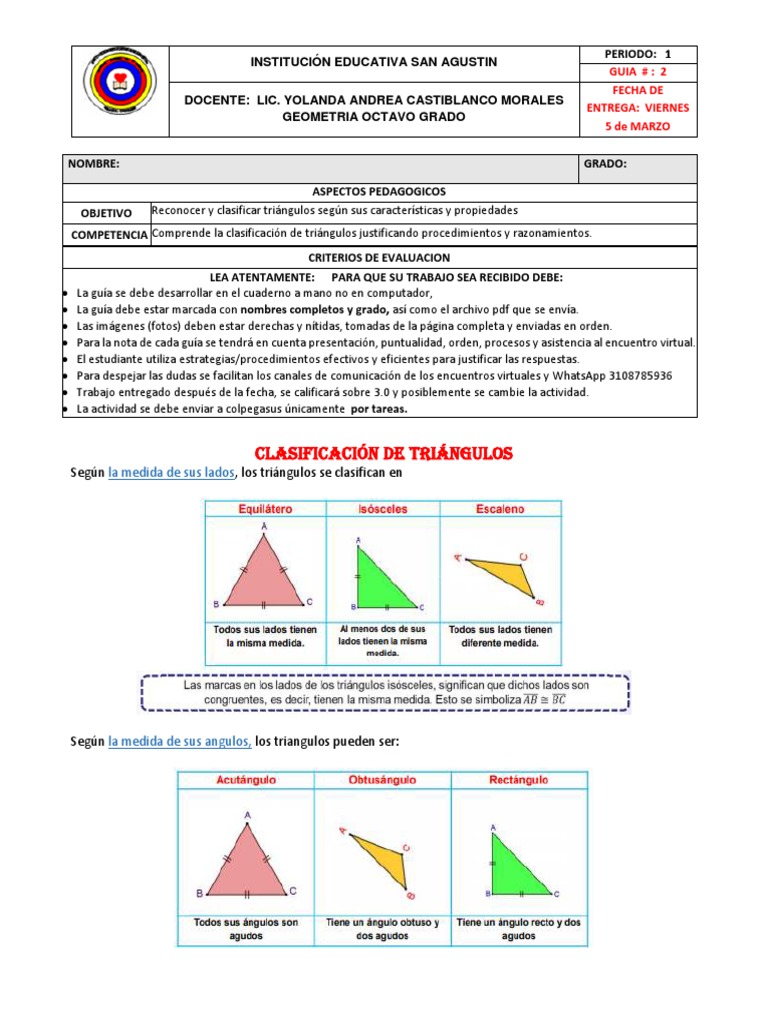 Grado 8. Geo. Triangulos | PDF | Ángulo | Triángulo