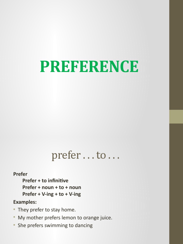 PREFERENCE | PDF | Syntax | Grammar