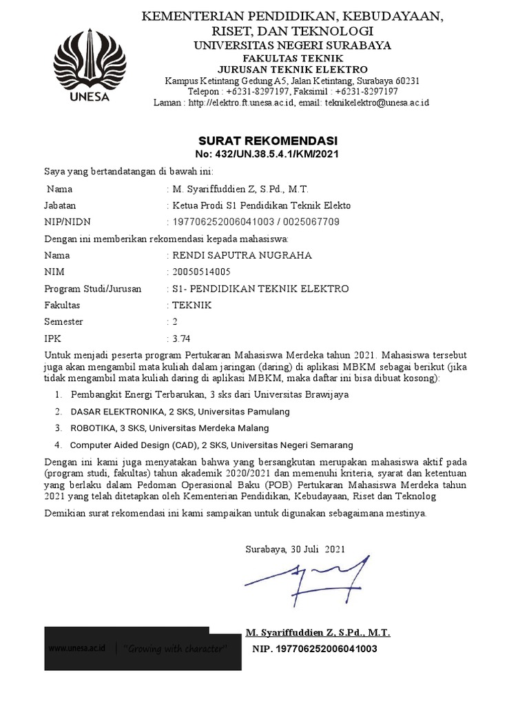 Surat Rekom PT PMM | PDF
