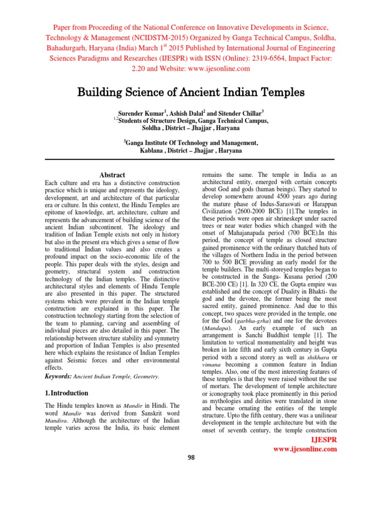Ancient Indian Temple Construction Science | PDF | Temple