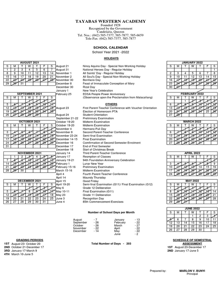 School Calendar 2021 2022 | PDF | Philippines | Holidays