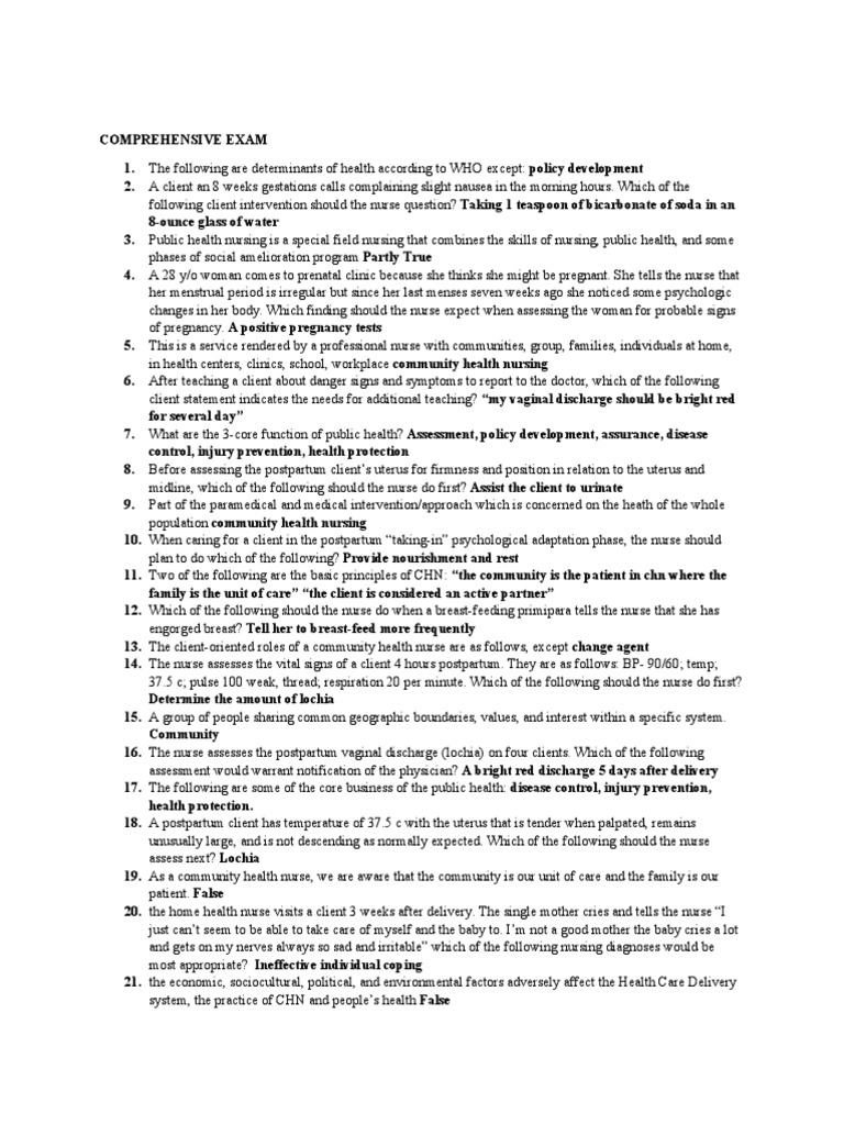 COMPREHENSIVE EXAM REVIEW | PDF | Family | Postpartum Period