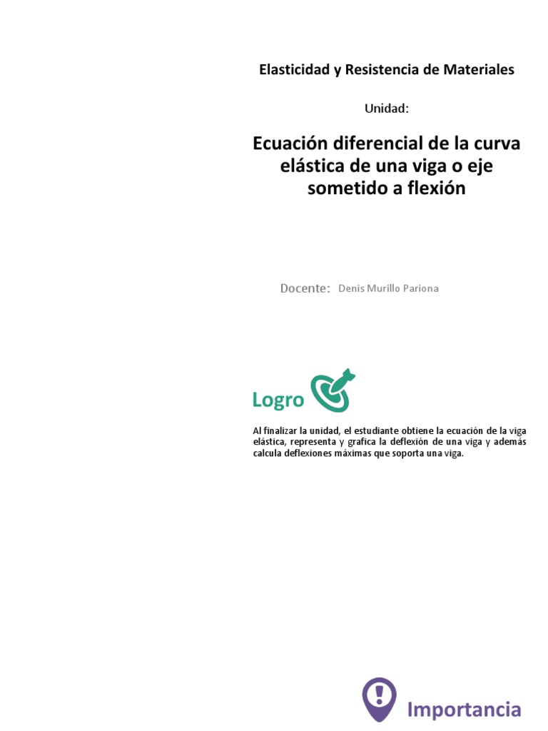 U8 - S8 - Ecuacion Diferencial de La Curva Elastica de Una Viga o Eje ...