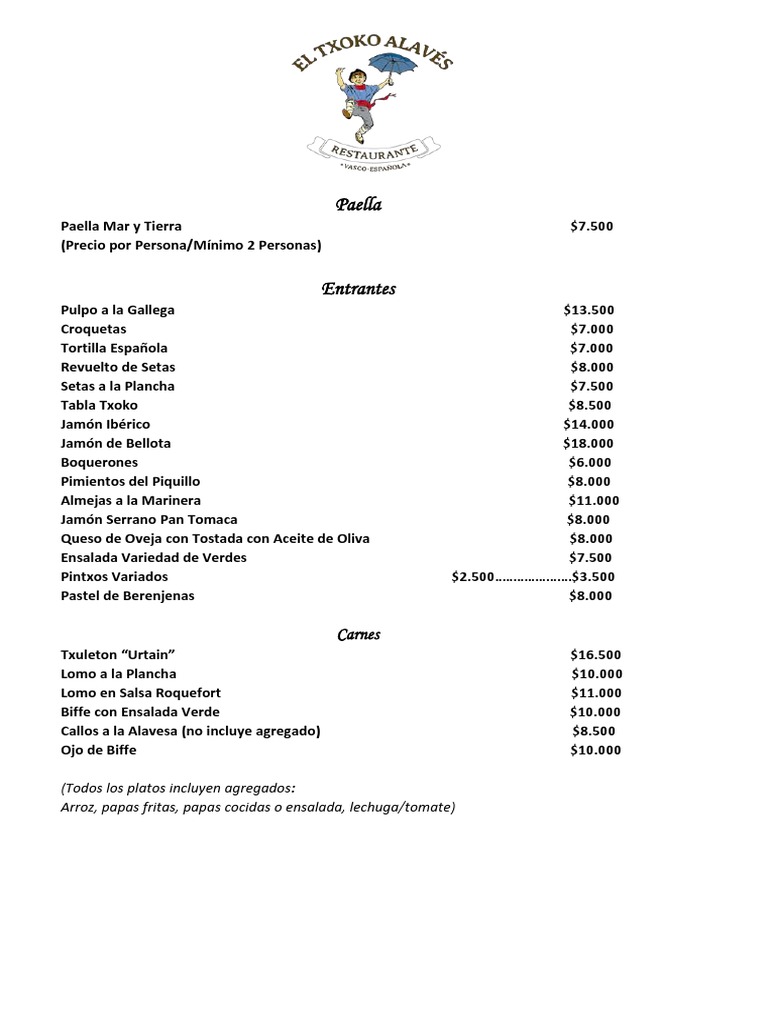 Carta Txoko | PDF | ensalada | Cocina