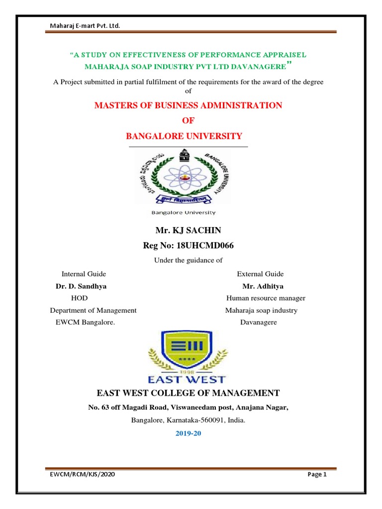 4th SEM Final Project MBA HR Department | PDF | Performance Appraisal ...