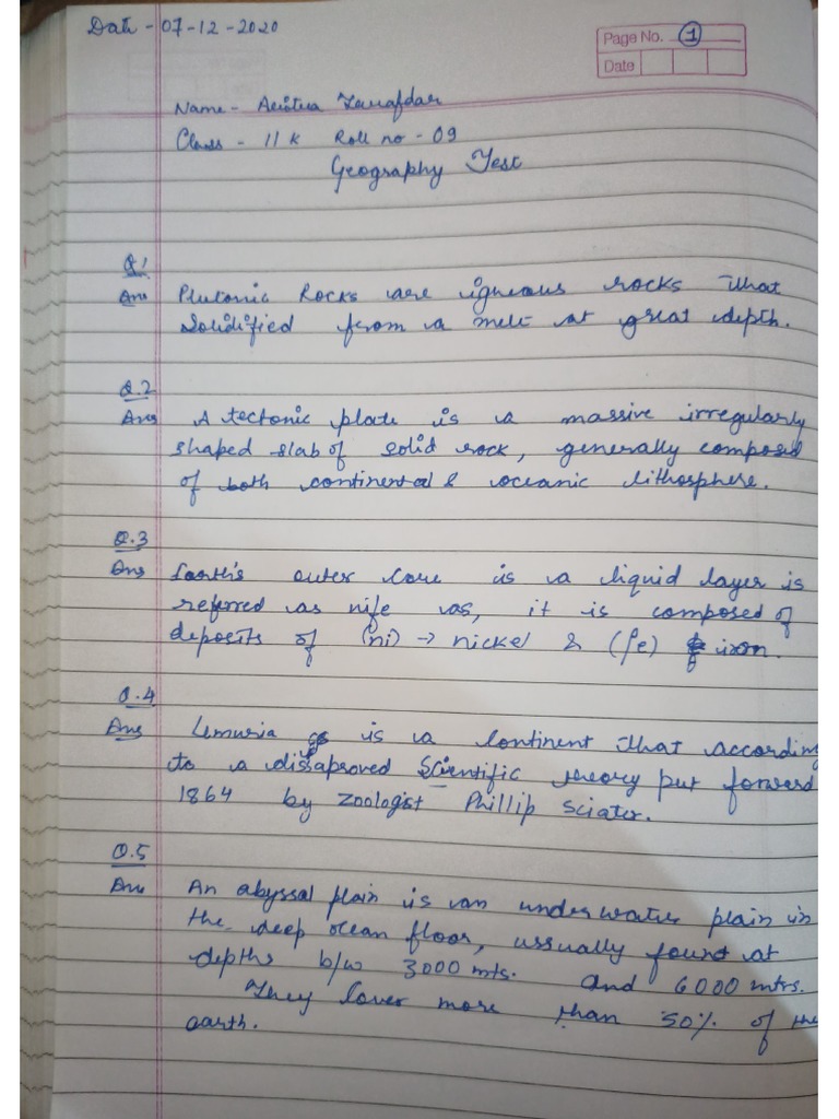 Aritra Tarafdar 11K 22203 Geography 09 | PDF | Science & Mathematics