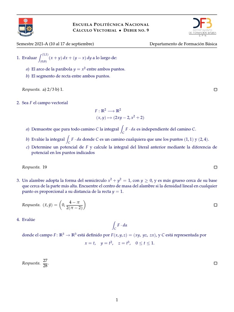 CV Deber 9 | PDF | Integral | Conceptos matemáticos