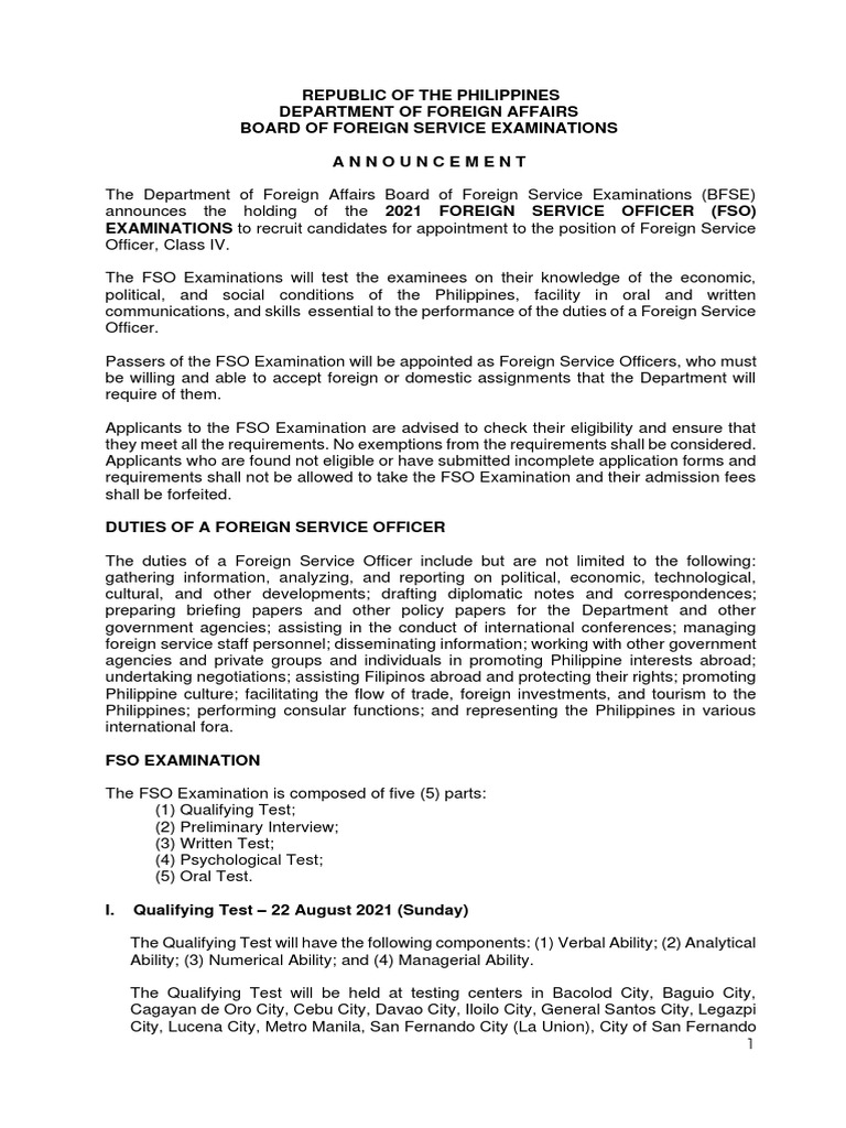 2021 FSOE Announcement170521 | PDF | United States Foreign Service ...