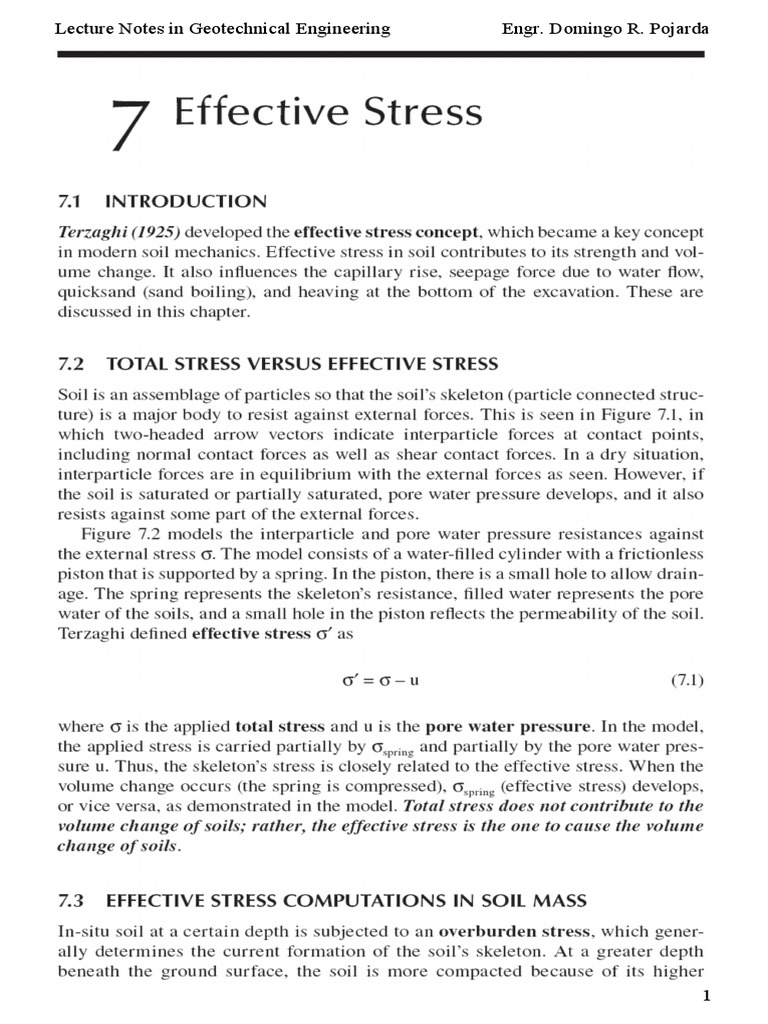Lecture Notes On Effective Stress Pdf Soil Mechanics Nature