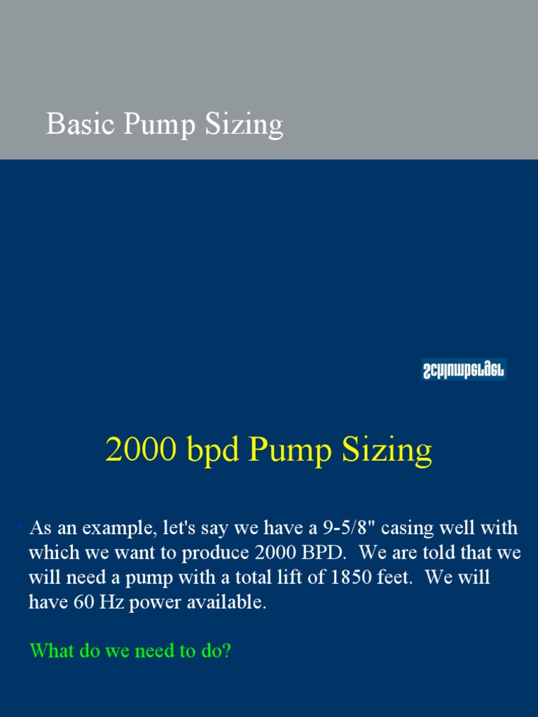 Basic Pump Sizing | PDF | Horsepower | Pump