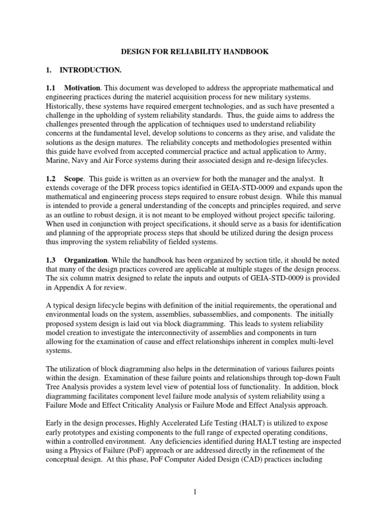 MIL AMSAA Design For Reliability Handbook | PDF | Reliability Engineering | Systems Engineering