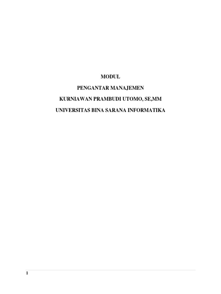 Modul Pengantar Manajemen | PDF