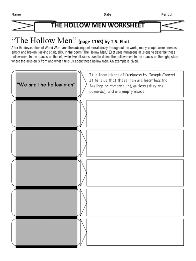 Allusions in "The Hollow Men" Worksheet | PDF