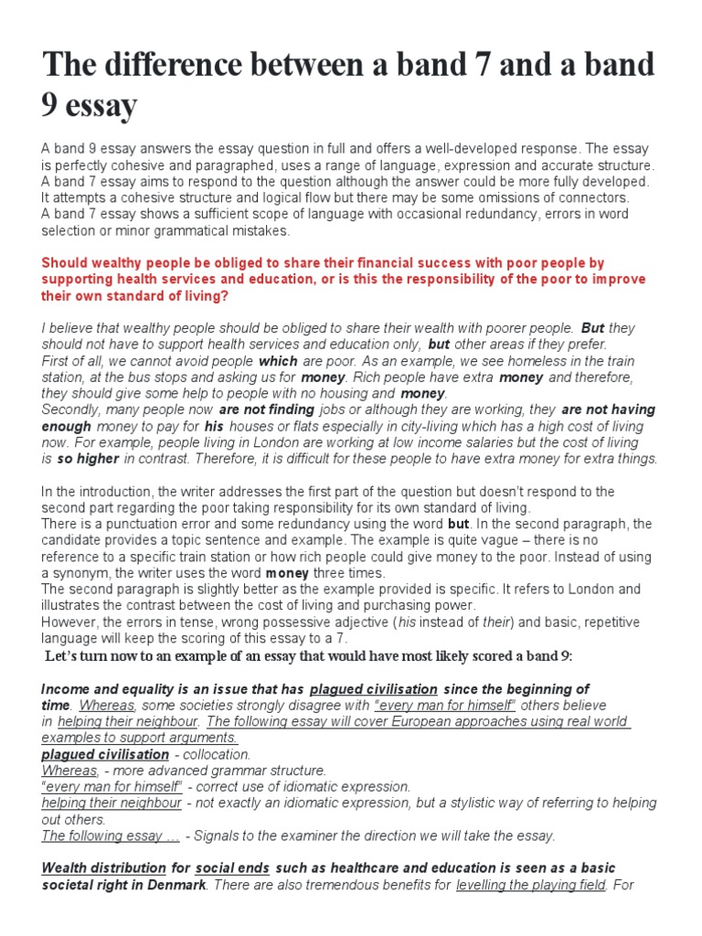 The Difference Between A Band 7 and A Band 9 Essay | PDF | Poverty ...