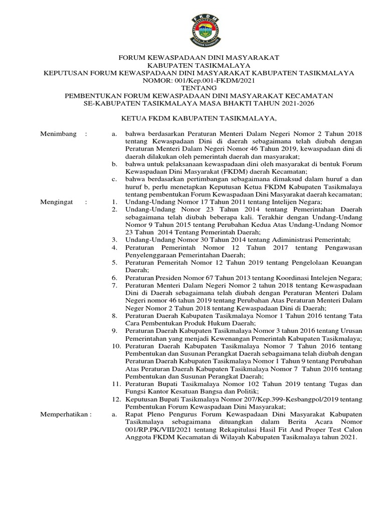 SK FKDM Kecamatan | PDF