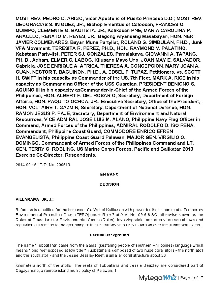 Most Rev Pedro D Arigo Et Al Vs Scott H Swift Et Al | PDF | Territorial ...