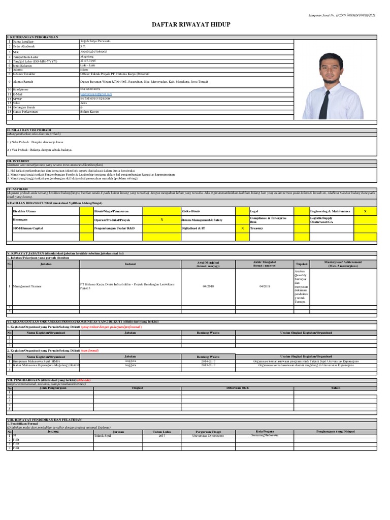 2021 - CV - Teguh Setyo Purwanto - 1995.3929 | PDF