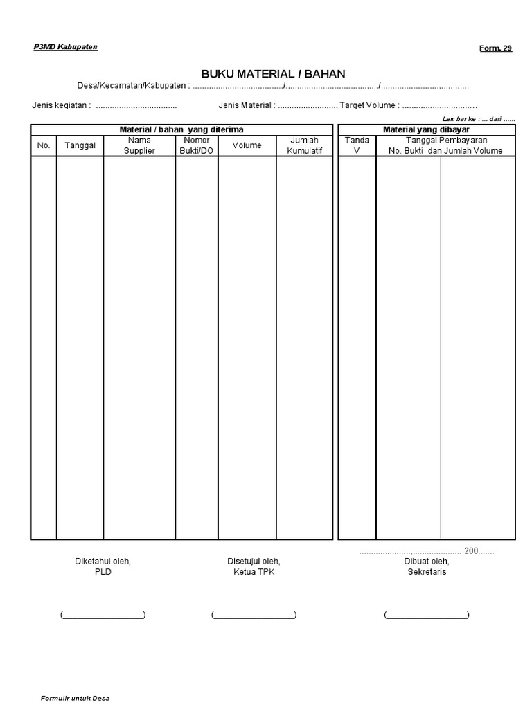 Form. 46. Buku Material-Bahan (Infrastruktur) - 1 | PDF