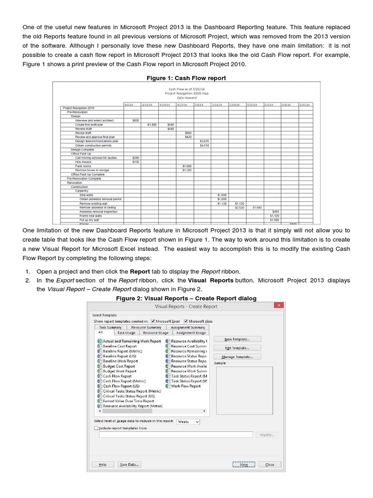 Membuat Laporan Cash Flow Dengan MS Project 2013 | PDF | Microsoft Excel | Icon (Computing)