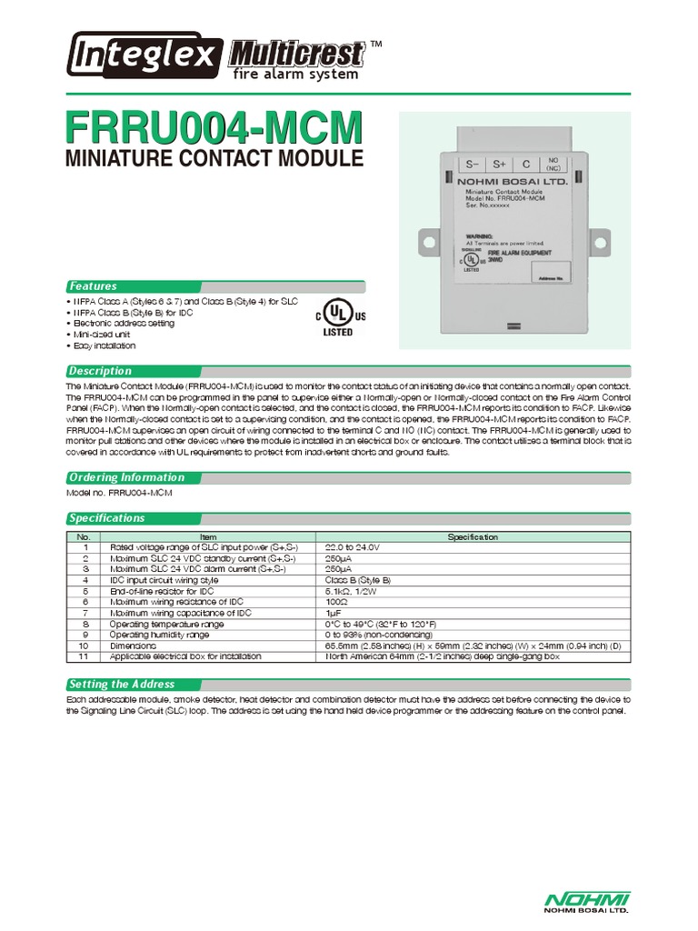 FRRU004-MCM Miniature Contact Module | PDF | Physical Quantities ...