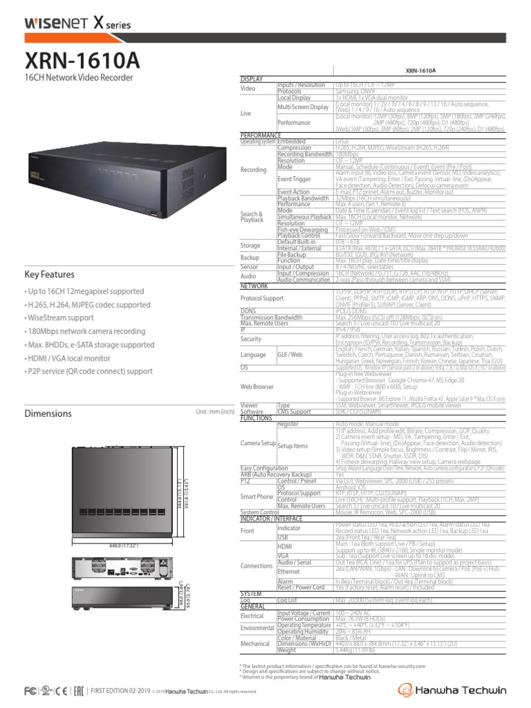 XRN-1610A: 16CH Network Video Recorder | PDF | Internet Protocols ...