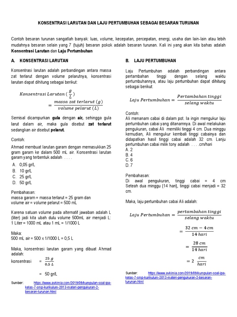 Konsentrasi Larutan Dan Laju Pertumbuhan | PDF