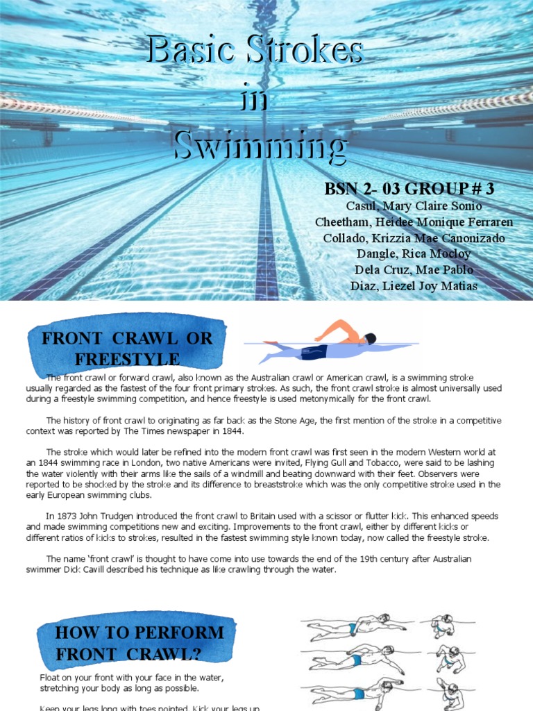 Group 3 - BASIC STROKES SWIMMING | PDF | Outdoor Recreation | Recreation