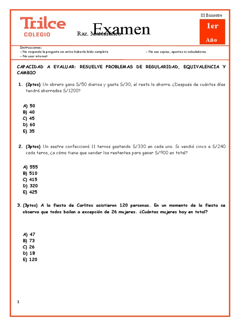 Examen RM1 | PDF