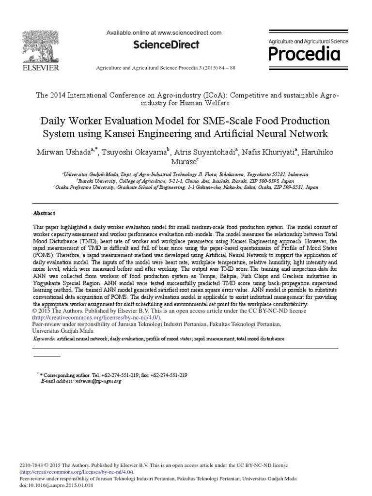 Daily Worker Evaluation Model For SME-Scale Food Production System ...