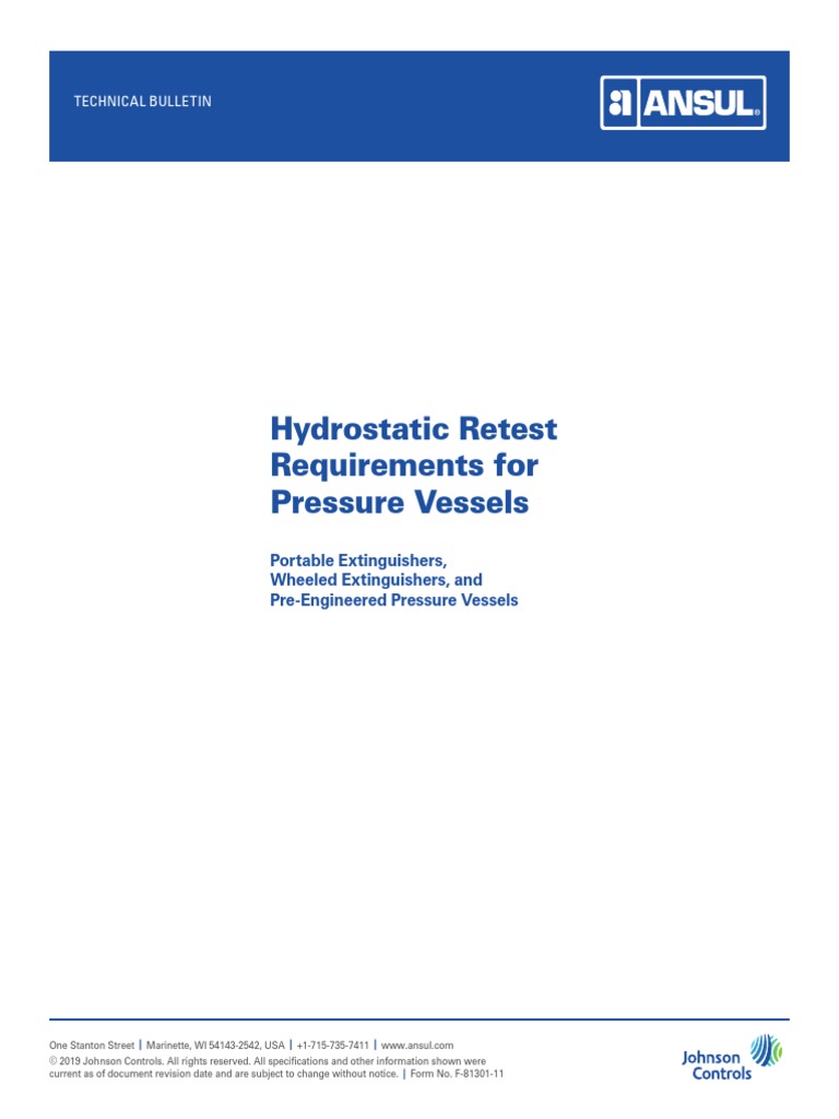 Hydrostatic Retest Requirements For Pressure Vessels: Technical ...