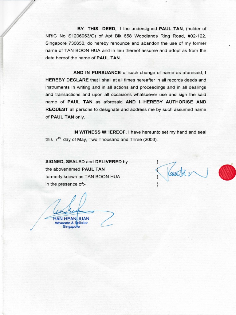 Deed Poll - PG 2 | PDF