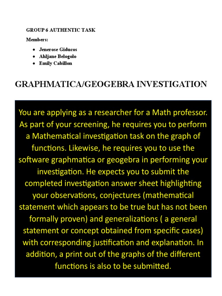 Graphmatica/Geogebra Investigation: Jenerose Giducos Ahljane Belogolo Emily Cabillon | PDF ...