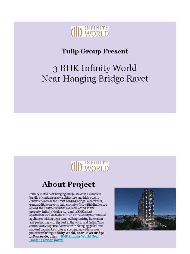 3 BHK Infinity World Near Hanging Bridge Ravet | PDF | Business | Home ...