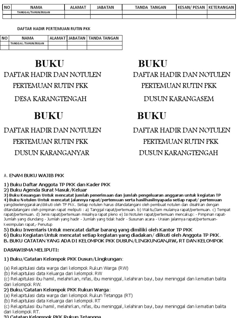 Contoh Admin PKK | PDF