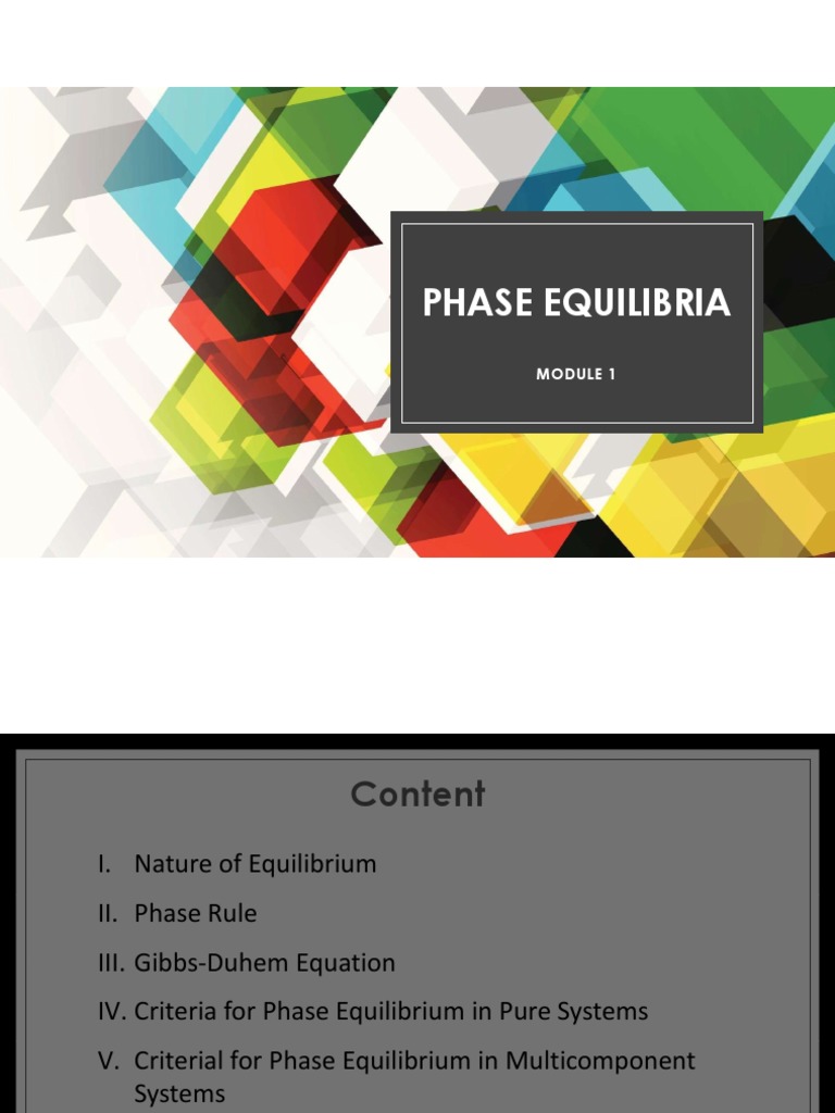 Module 1. Vapor - Liquid Equilibrium | PDF | Phase Rule | Chemical Equilibrium