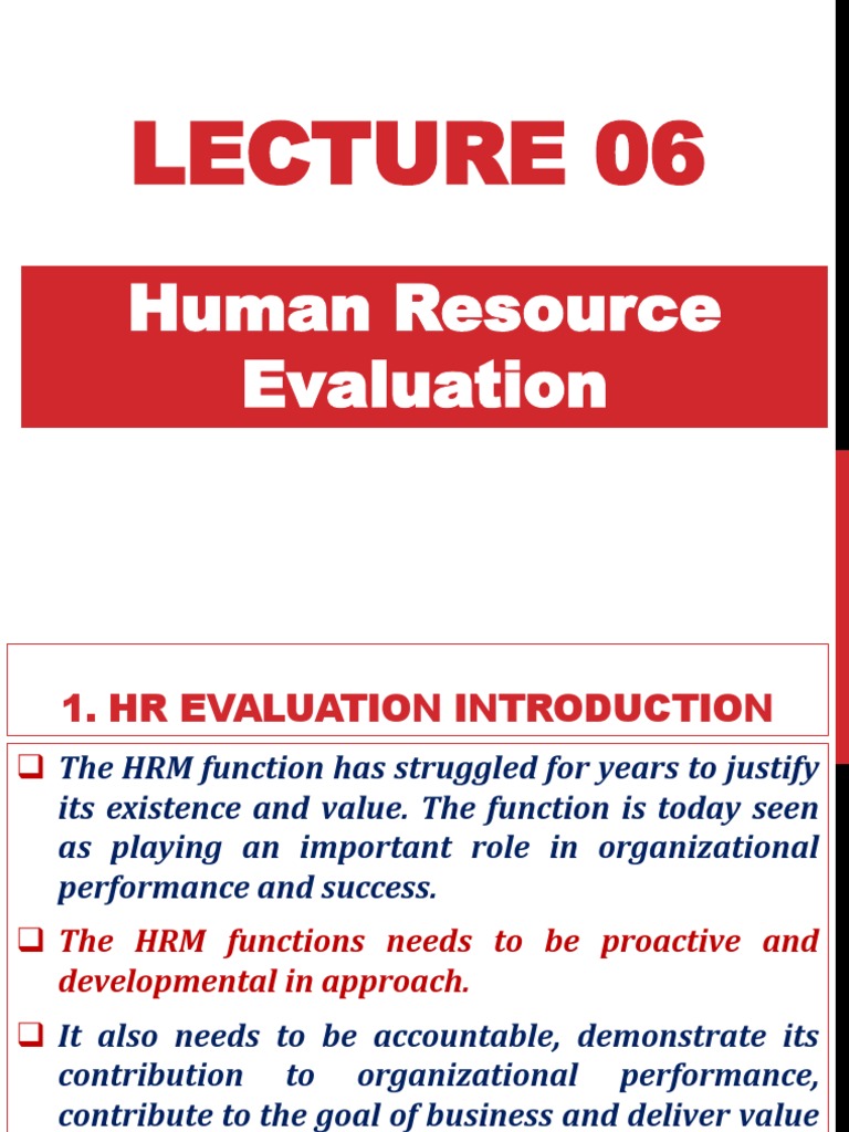 An Overview Of Human Resource Evaluation Determining Value Benefits And Approaches Pdf