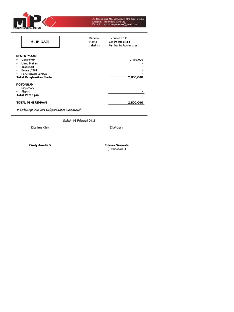 Contoh Slip Gaji | PDF