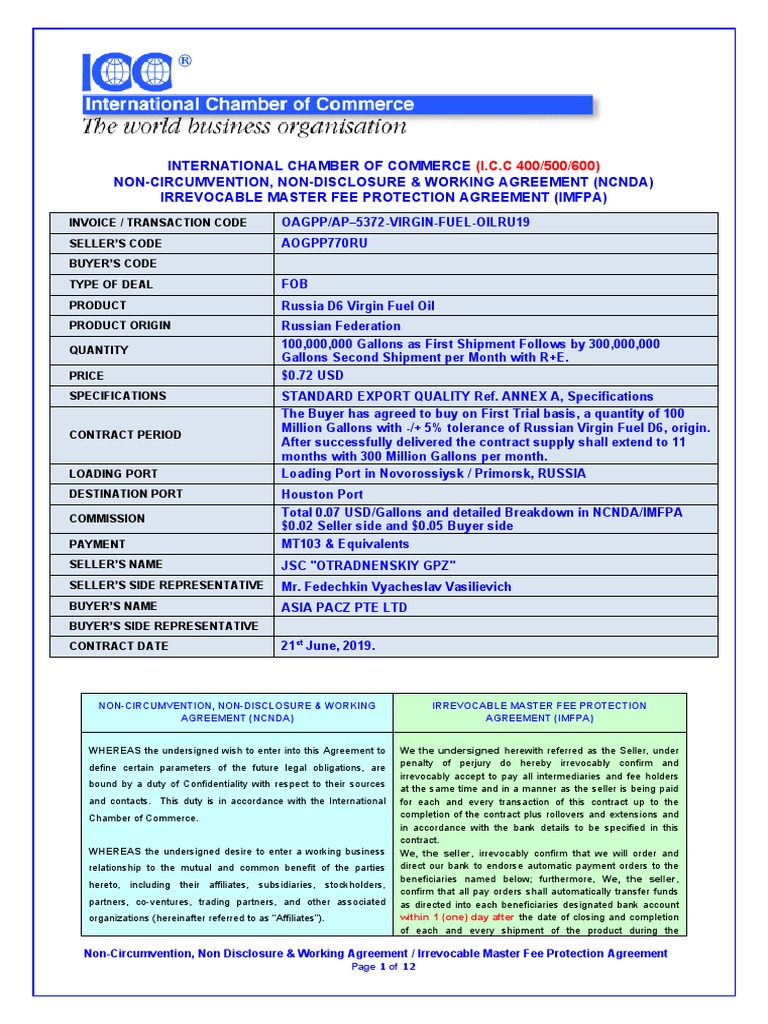 Ncnda & Imfpa Form-Asia Pacz Pte Ltd-d6-1 | PDF | Wire Transfer ...