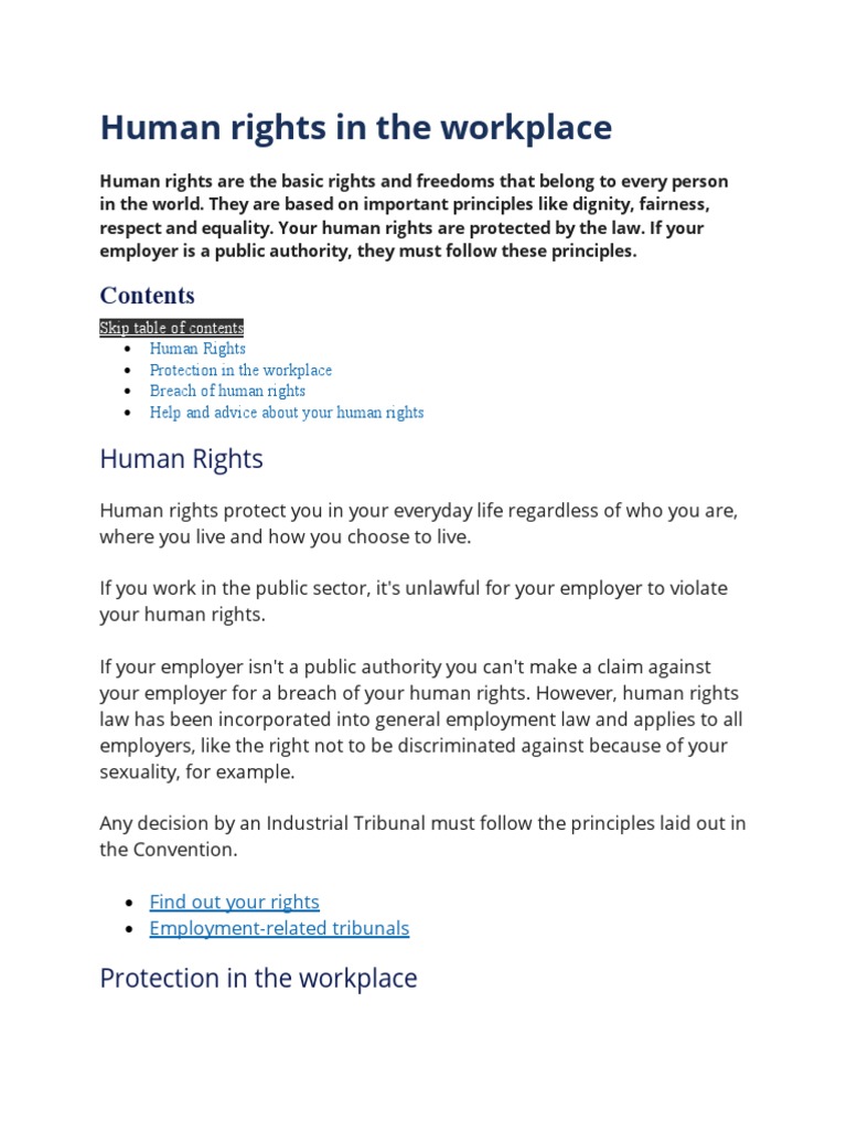 Human Rights Protections at Work | PDF | Human Rights | Rights