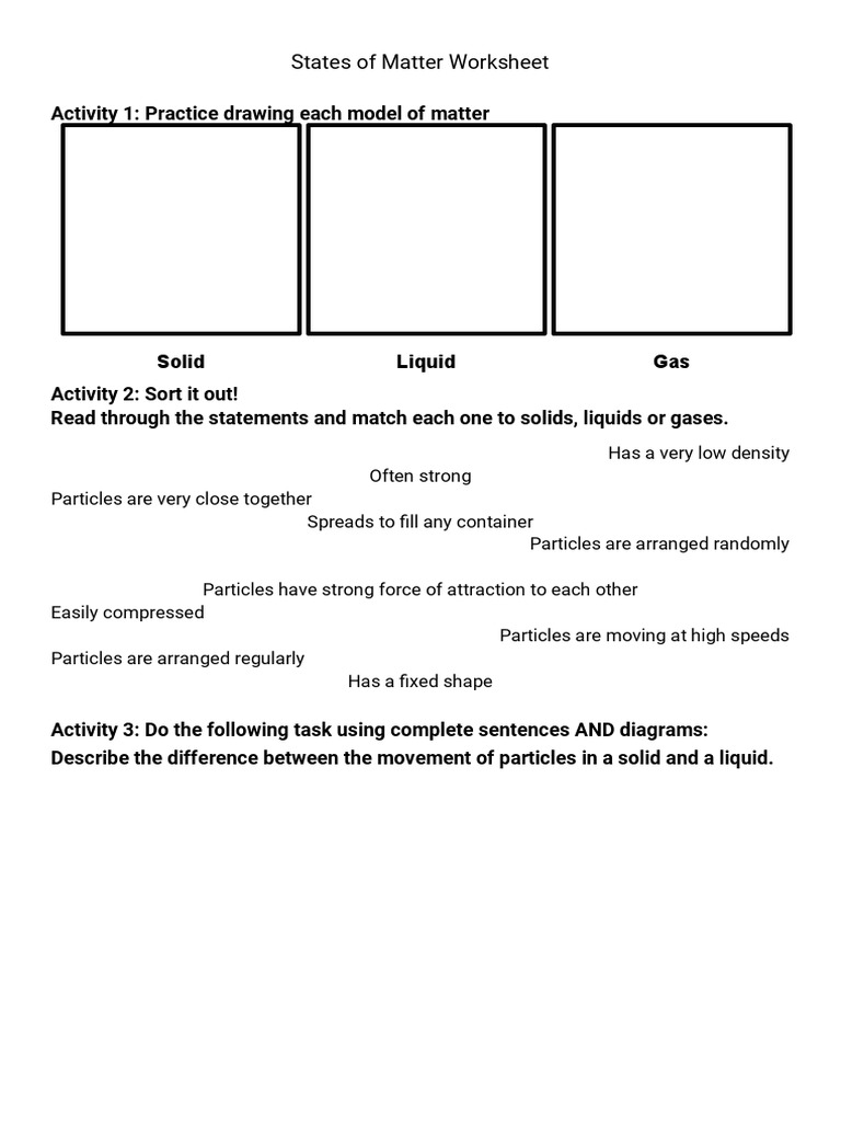 State of Matter Worksheet | PDF