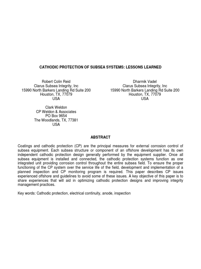 Subsea Cathodic Protection Insights | PDF | Anode | Corrosion