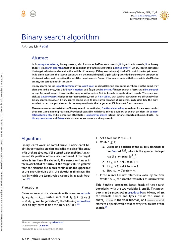 Binary Search | PDF | Algorithms And Data Structures | Computer Programming