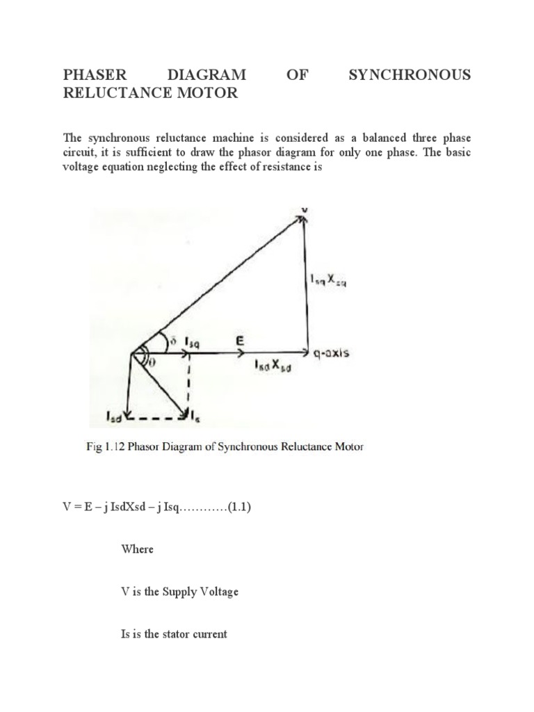 Phaser Diagram of Synchronous Reluctance Motor | PDF