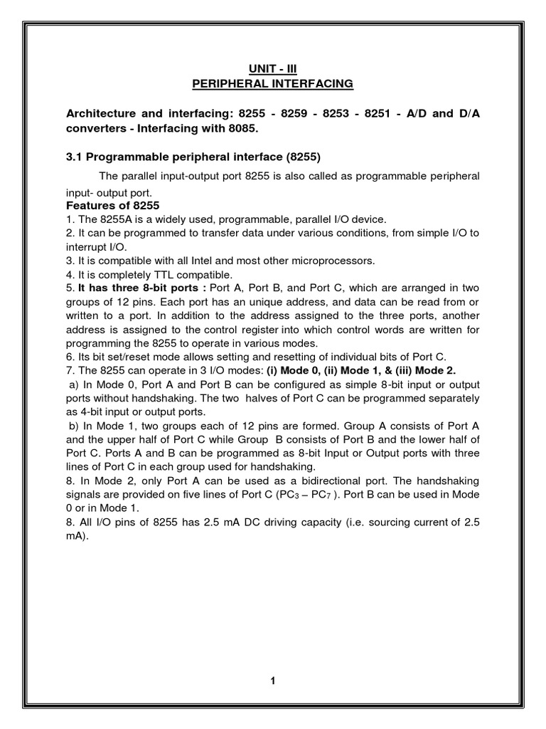 Unit 3 - Peripheral Interfacing | PDF | Input/Output | Computer ... Unit 3 - Peripheral Interfacing | PDF | Input/Output | Computer ...
