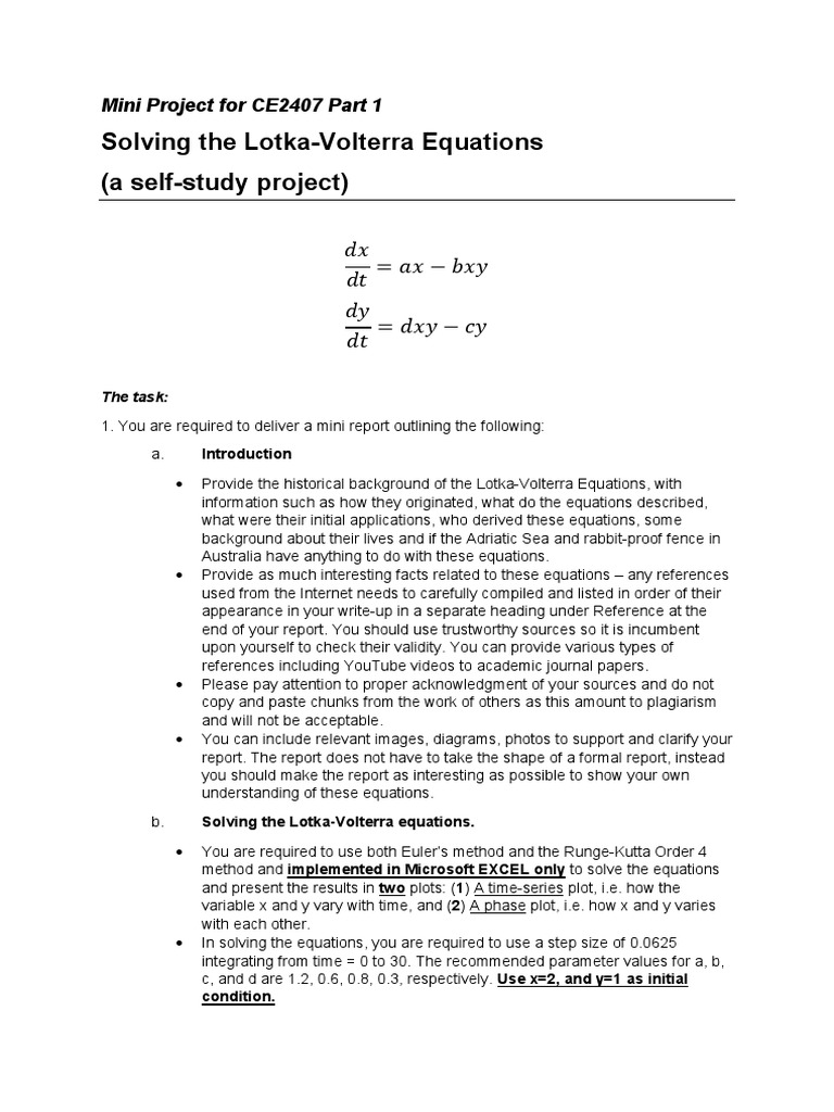 Project Brief For CE2407 Part 1 AY2021-2022 Sem1 | PDF | Numerical ...