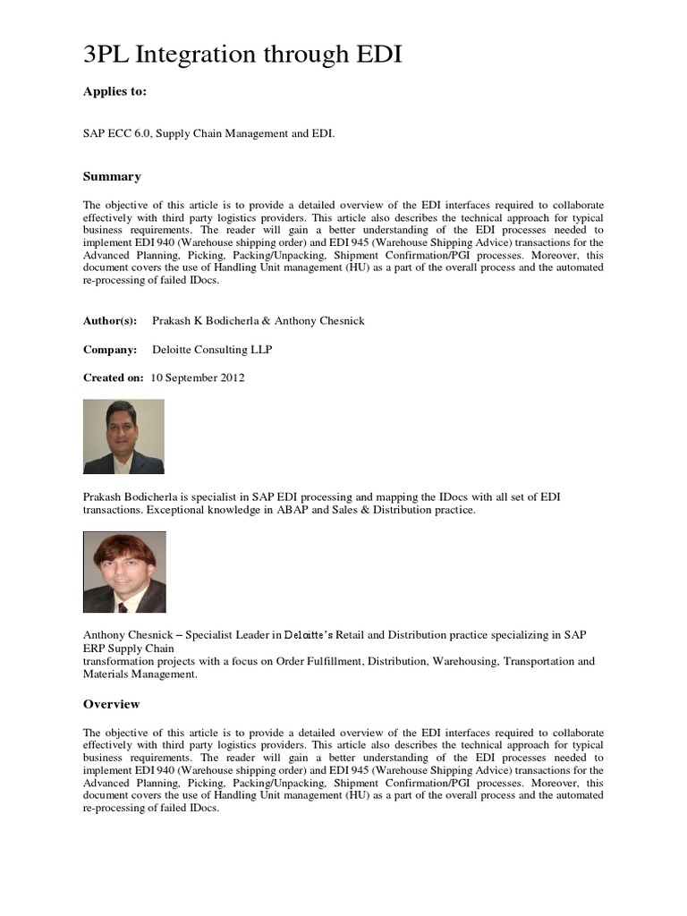 3PL Integration Through EDI | Download Free PDF | Electronic Data ...